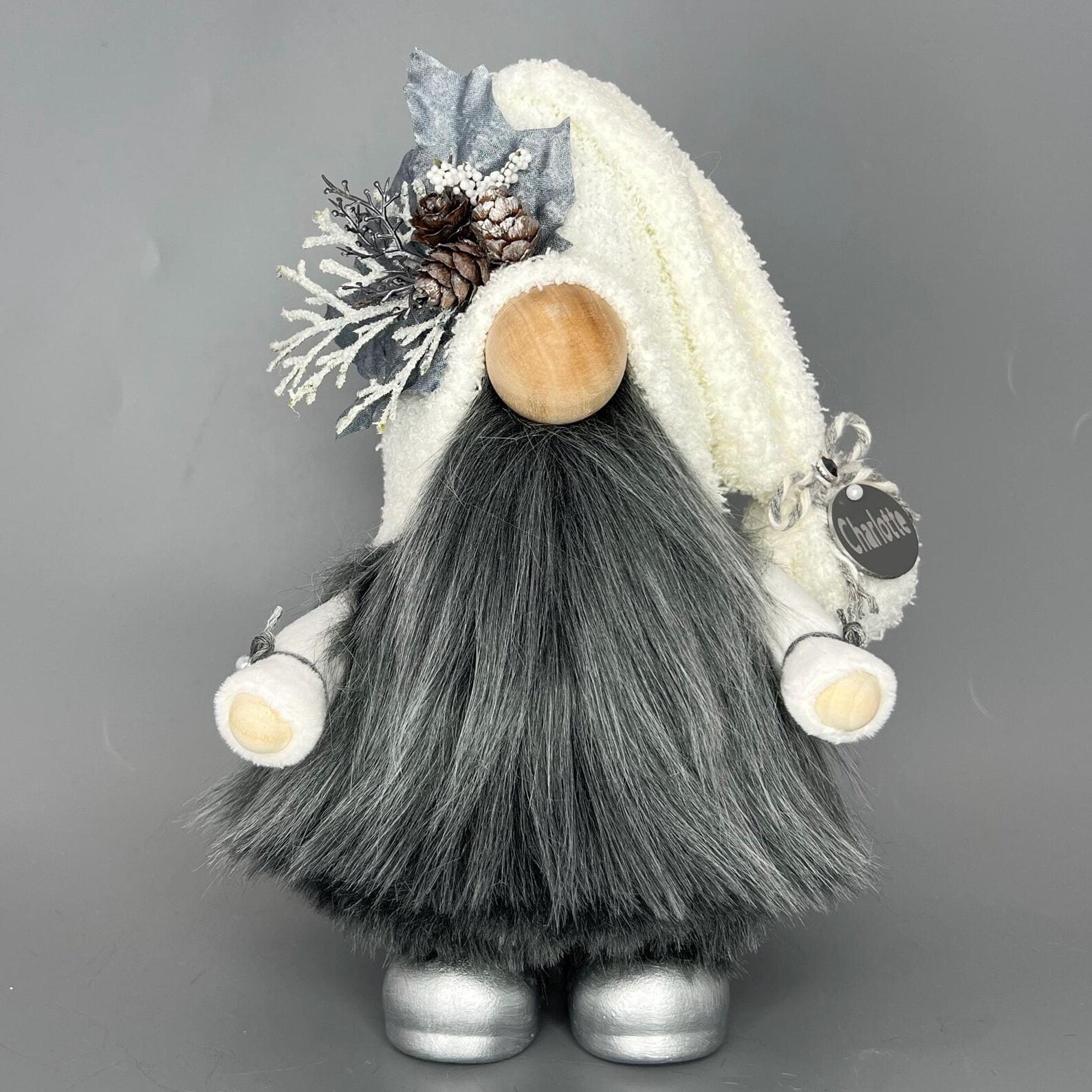 Gray Gnome With Hand Poured/hand Painted Ceramic Boots ~standing Height ...