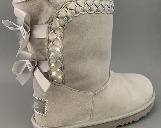 UGG Classic Short II Braided Suede Boots Embellished With Swarovski ...