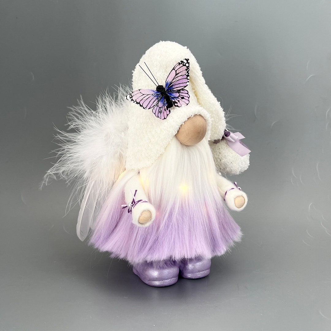Guardian Angel Gnome With Hand Poured/painted Ceramic Boots Feather ...
