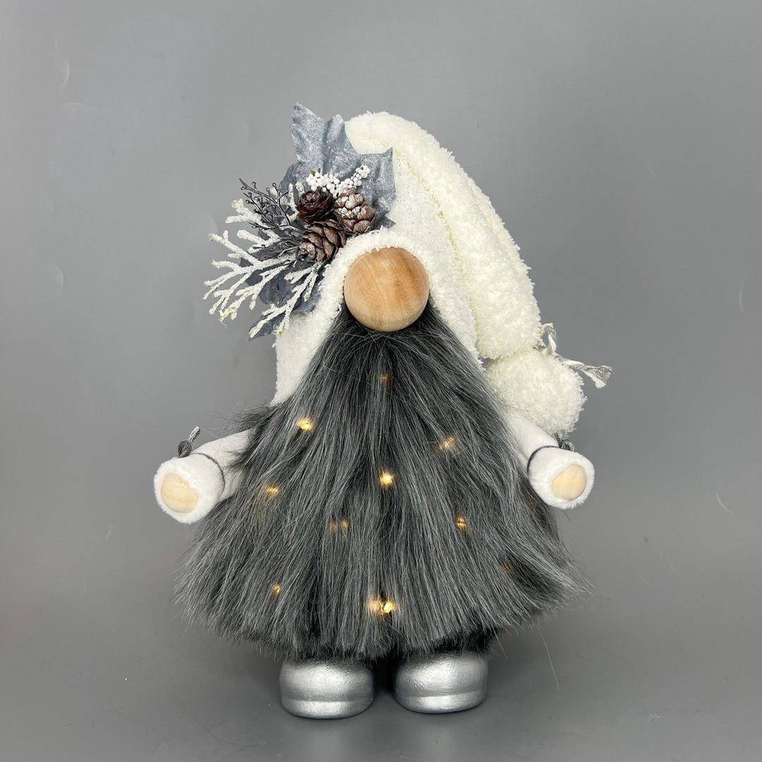 Gray Gnome With Hand Poured/hand Painted Ceramic Boots ~standing Height ...