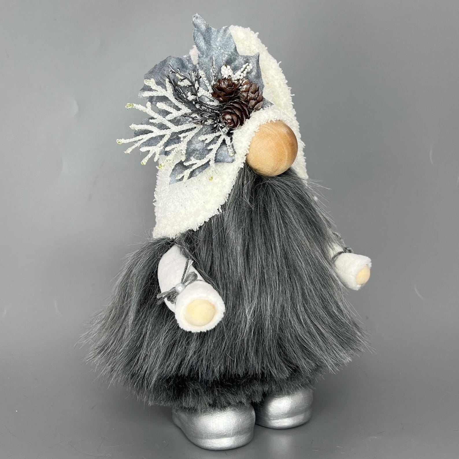 Gray Gnome With Hand Poured/hand Painted Ceramic Boots ~standing Height ...