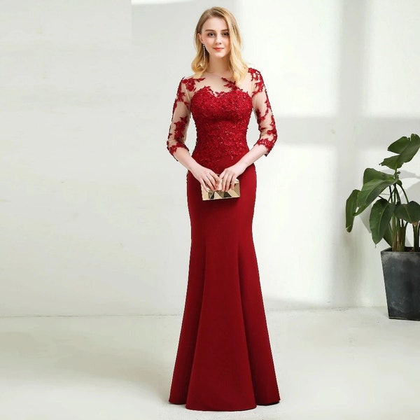 Dark Red Dress - Etsy