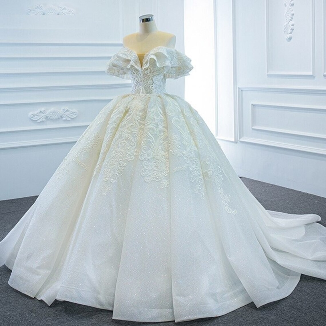 Beautiful Prom Dress White Elegant Applique Print Pattern - Etsy