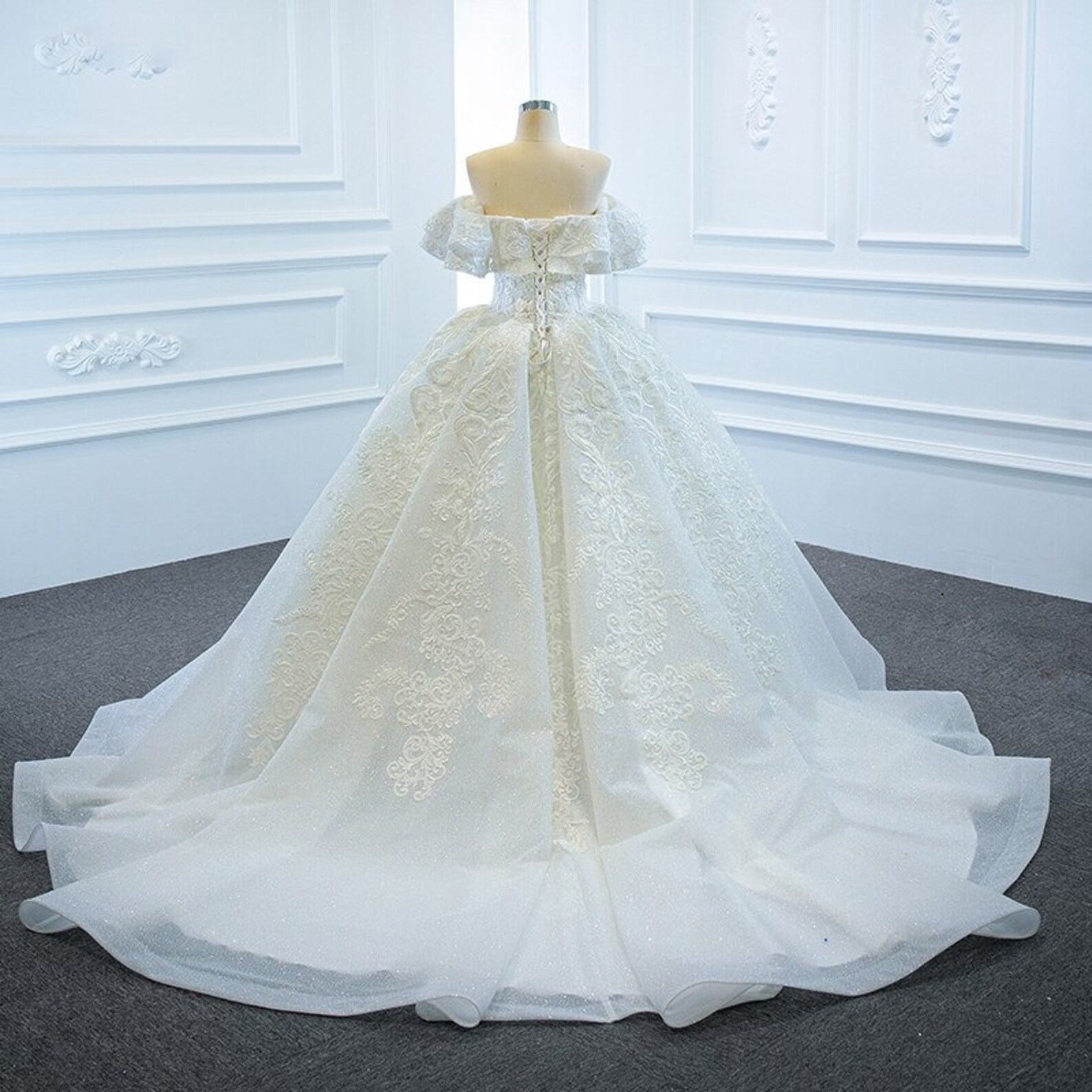 Beautiful Prom Dress White Elegant Applique Print Pattern | Etsy