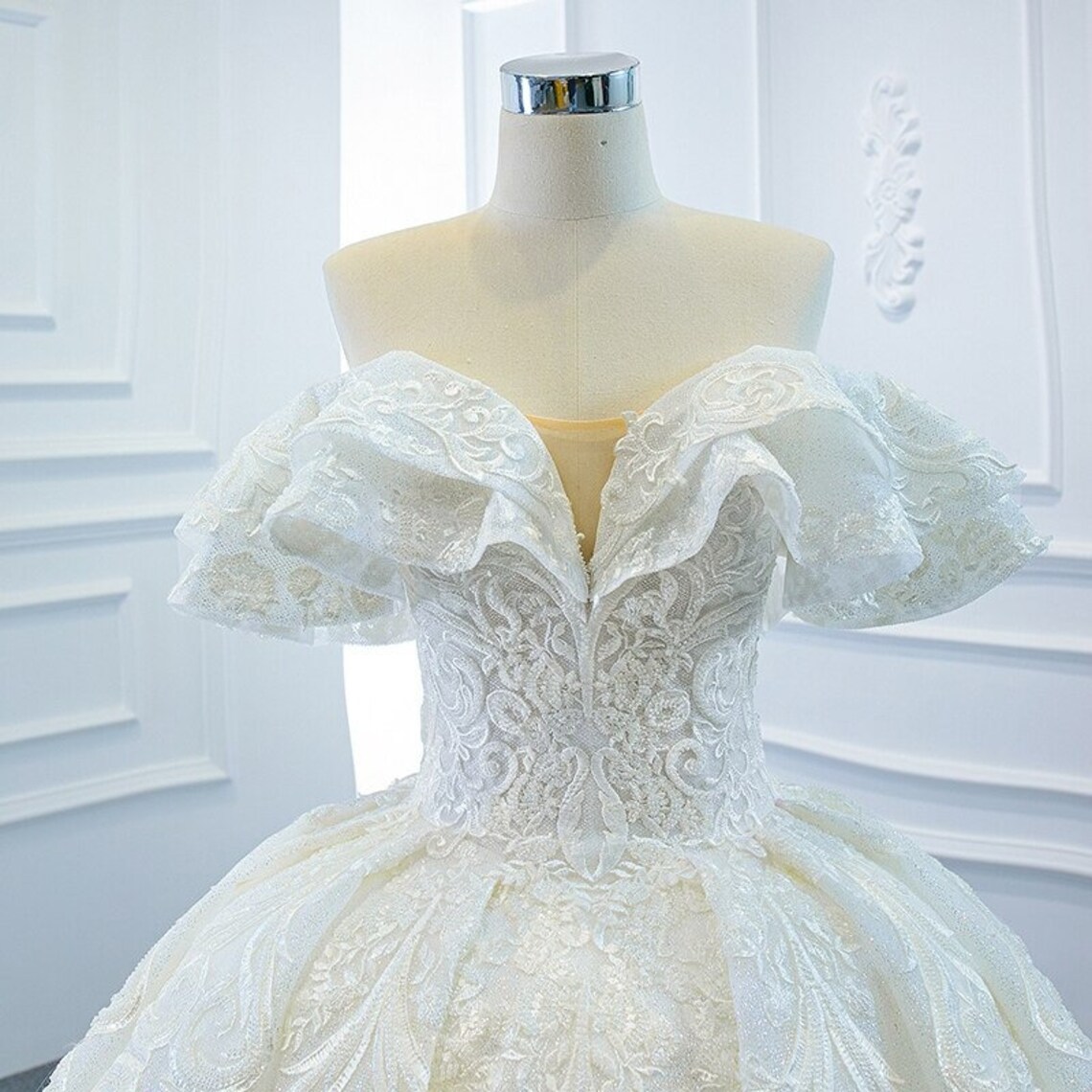 Beautiful Prom Dress White Elegant Applique Print Pattern - Etsy