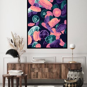 Bright Animals in the Ocean Illustration jelly High Quality Art Print ...