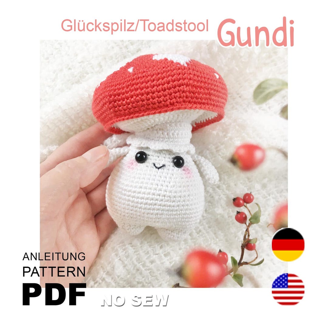 Lucky Mushroom Gundi, Cute Mushroom Crochet Pattern, Amigurumi Pattern ...