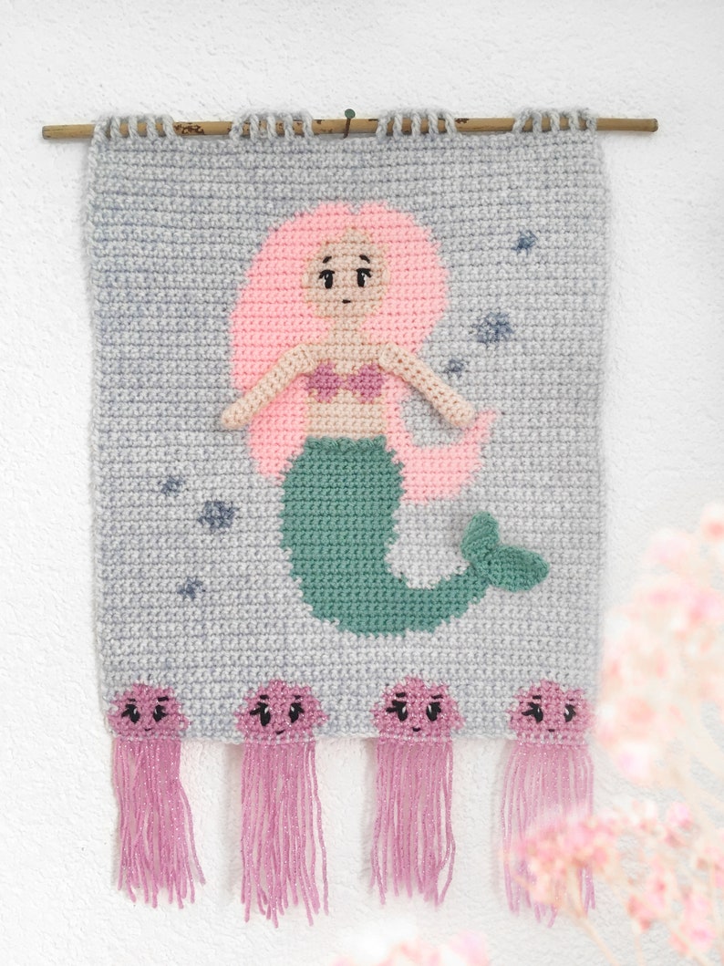 Mermaid Wall Hanging, Crochet Pattern for Children's Room Decor ...