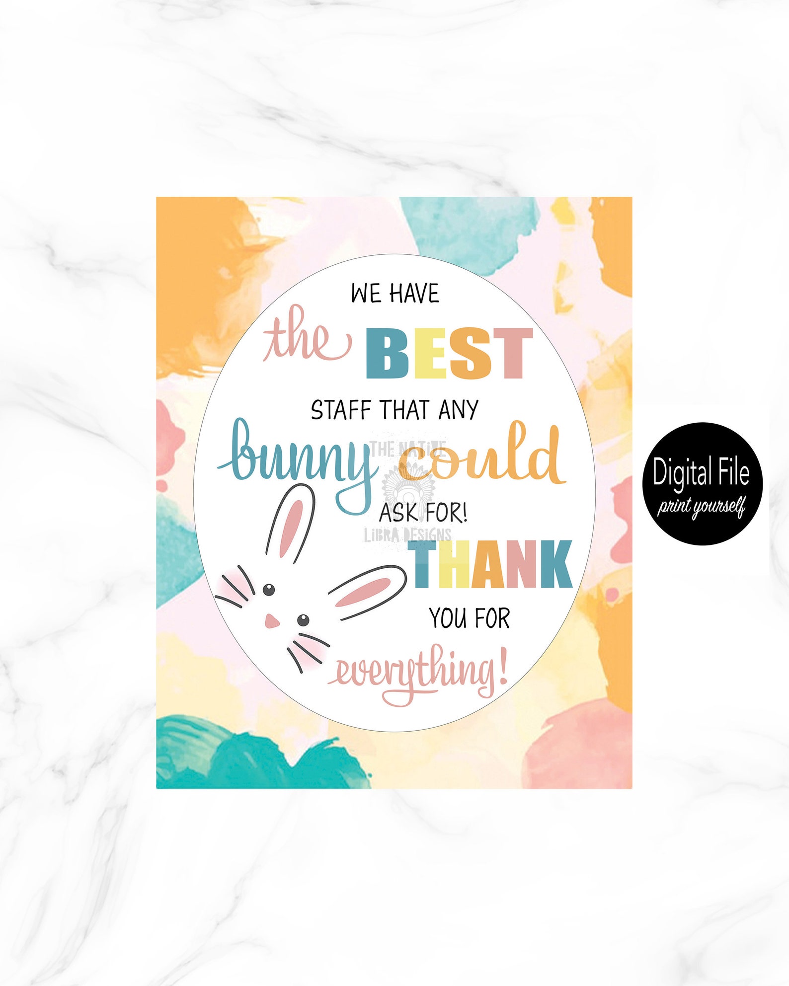 Bunny Printable Tags. Easter Staff Sign. Staff Sign. Staff Appreciation ...