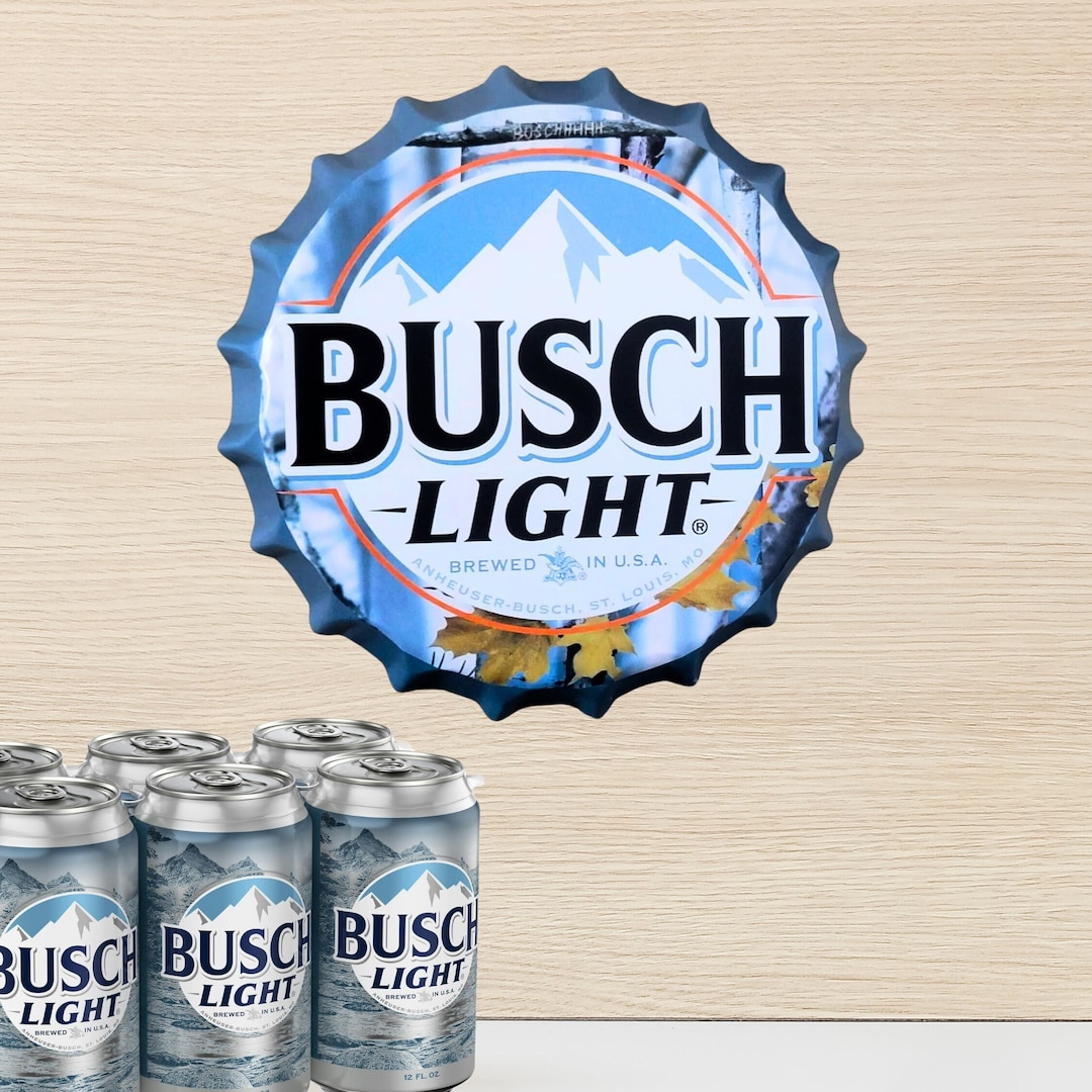 Busch Light Beer Large Bottle Cap Metal Beer Sign Man Cave Bar ...