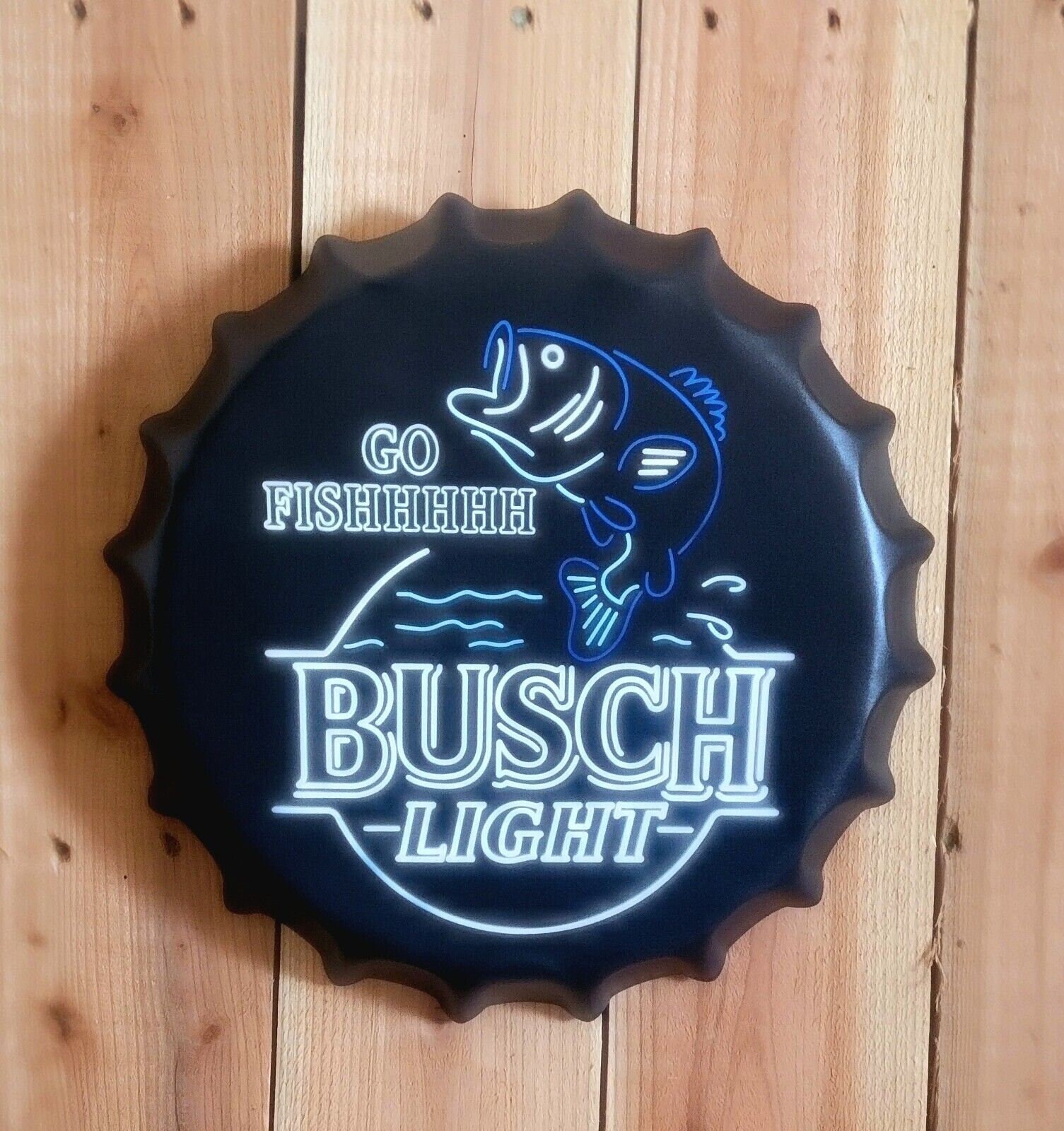 Newbusch Light Go Fishhhh Fishing Metal Beer Sign Bar Decor Busch Sign ...