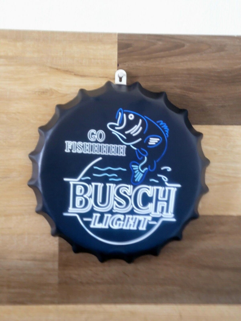 Newbusch Light Go Fishhhh Fishing Metal Beer Sign Bar Decor Busch Sign ...