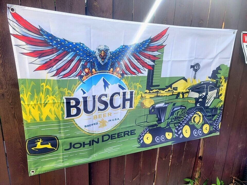 Busch Beer Farmers Tractor Banner Flag 3' X 5' 4 Grommets 100D ...