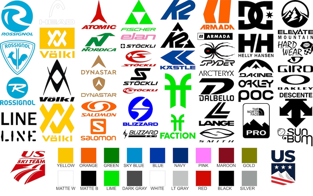 4 Snow Ski Decals, Your Favorite Brands 2 - 4"inch and 2 - 10"inch ...