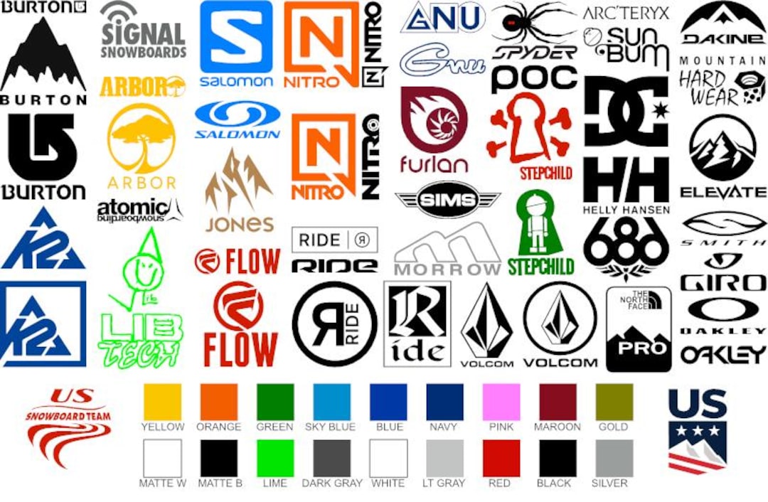 4 Snowboard Decals, Your Favorite Brands. 4 Decals Incuded: 2 - "4"inch ...