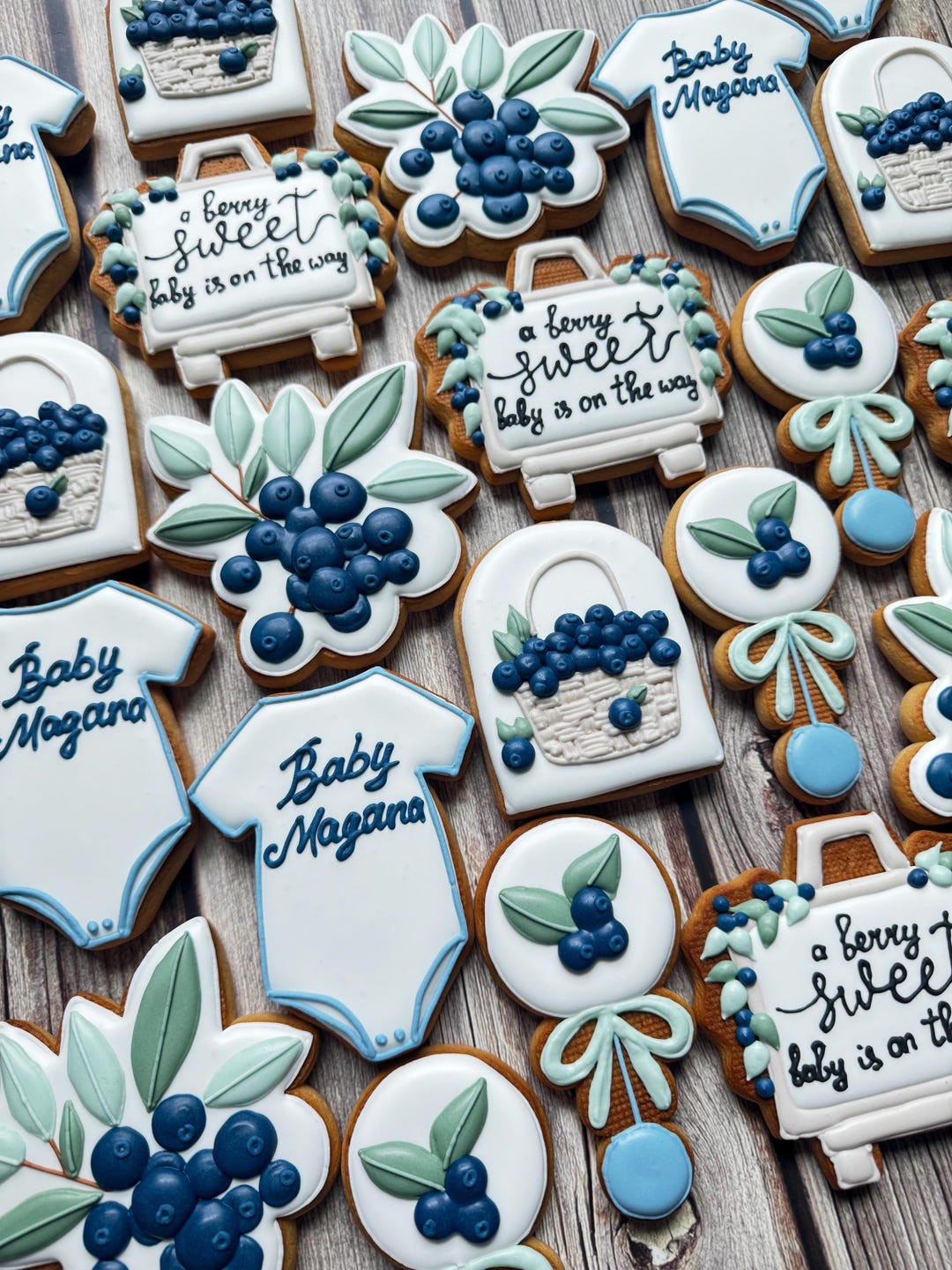 Blueberry Baby Shower Cookies: Berry Sweet Favors, Set of 24 - Etsy