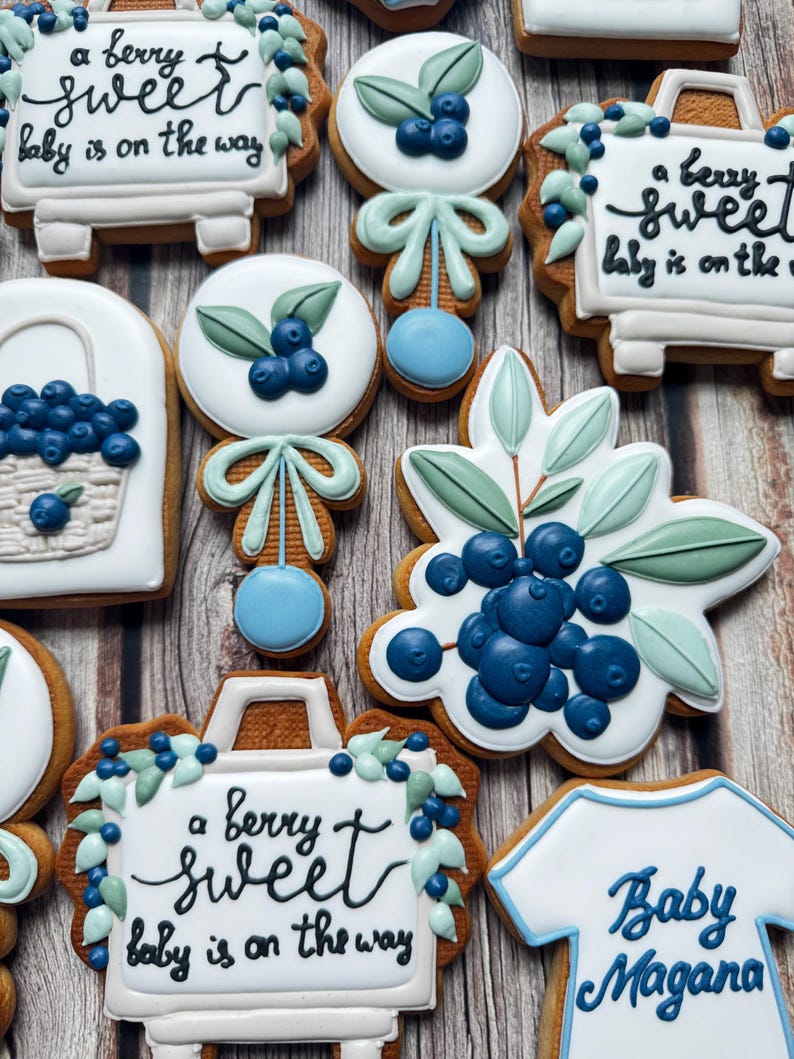 Blueberry Baby Shower Cookies: Berry Sweet Favors, Set of 24 - Etsy