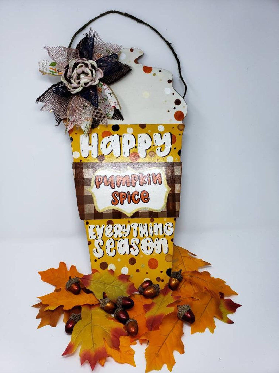 Pumpkin Spice Latte Door Hanger, Coffee Lover Gift, Thanksgiving Home ...