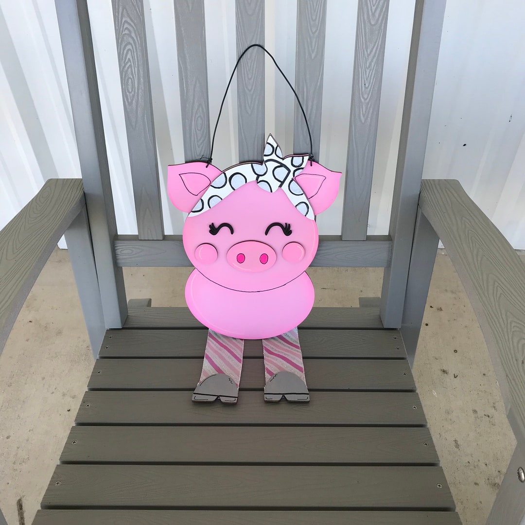Pink Pig Door Hanger | Pig Door Sign | Pig Door Decor | Piggy Gift ...