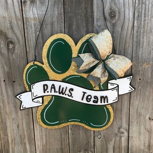 Personalized Paw Print Door Hanger, Teacher Classroom Decor Sign, Dog ...