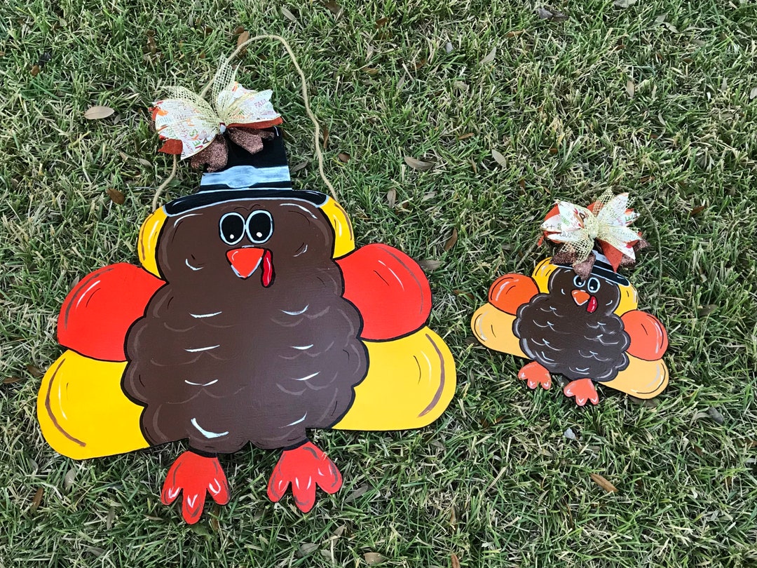 Thanksgiving Turkey Door Hanger, Gobble Gobble Decor, Porch Sign, Front ...