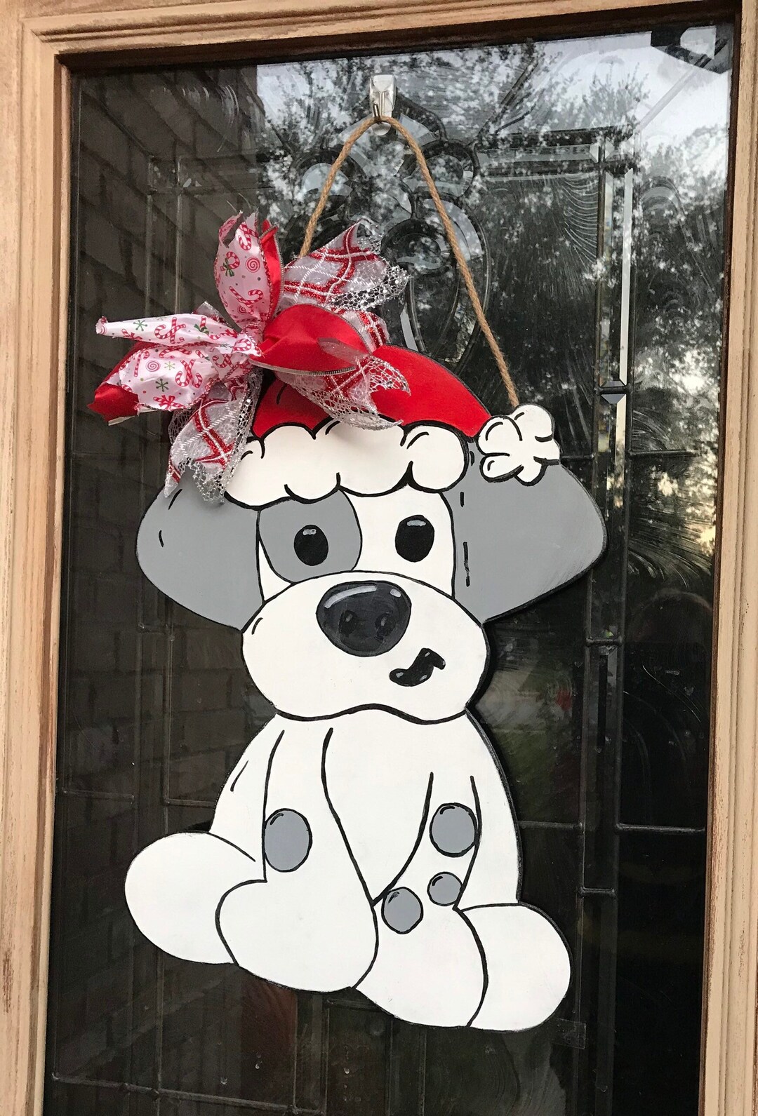 Christmas Dog Door Sign, Holiday Front Door Hanger, Gift for Dog Lover ...