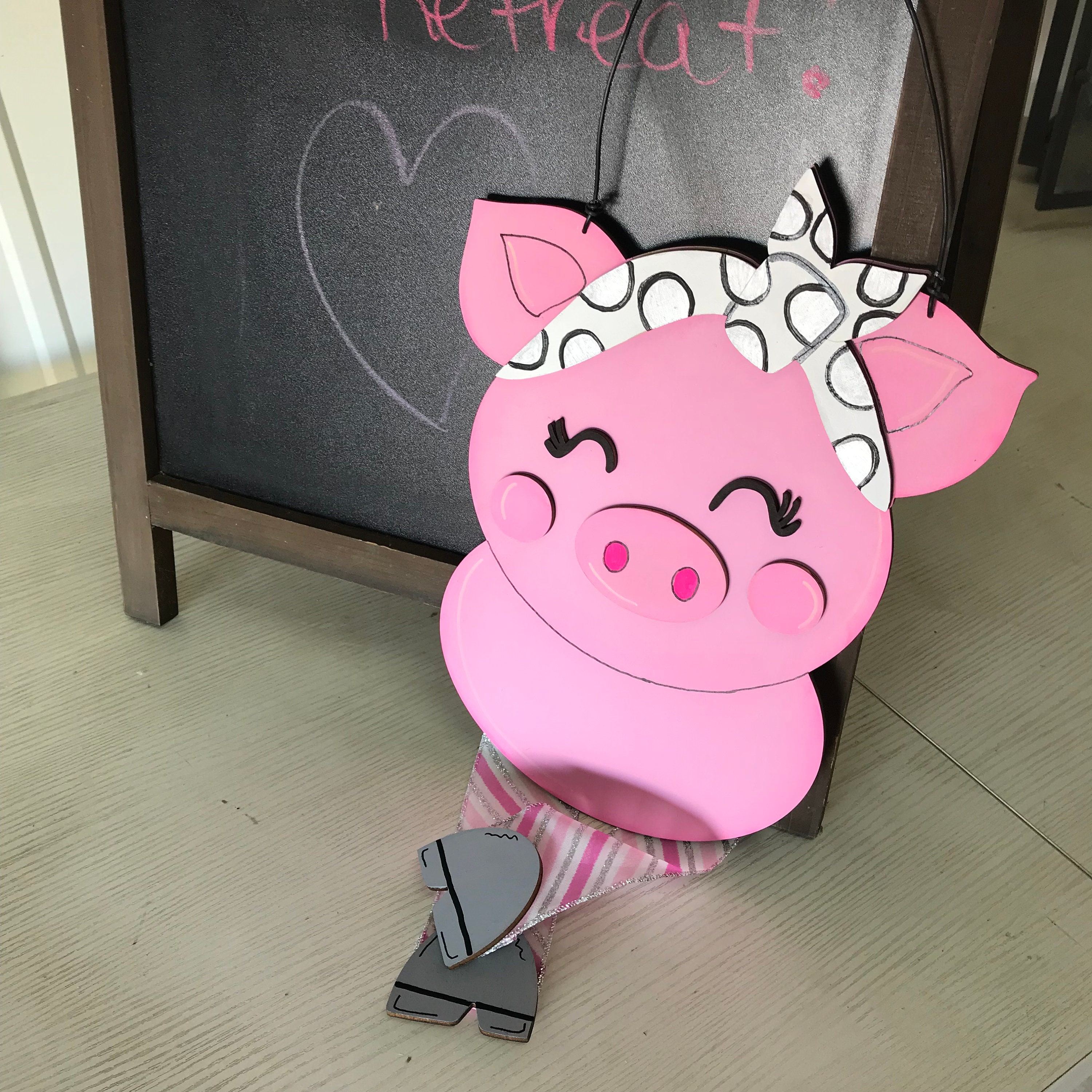 Pink Pig Door Hanger | Pig Door Sign | Pig Door Decor | Piggy Gift ...