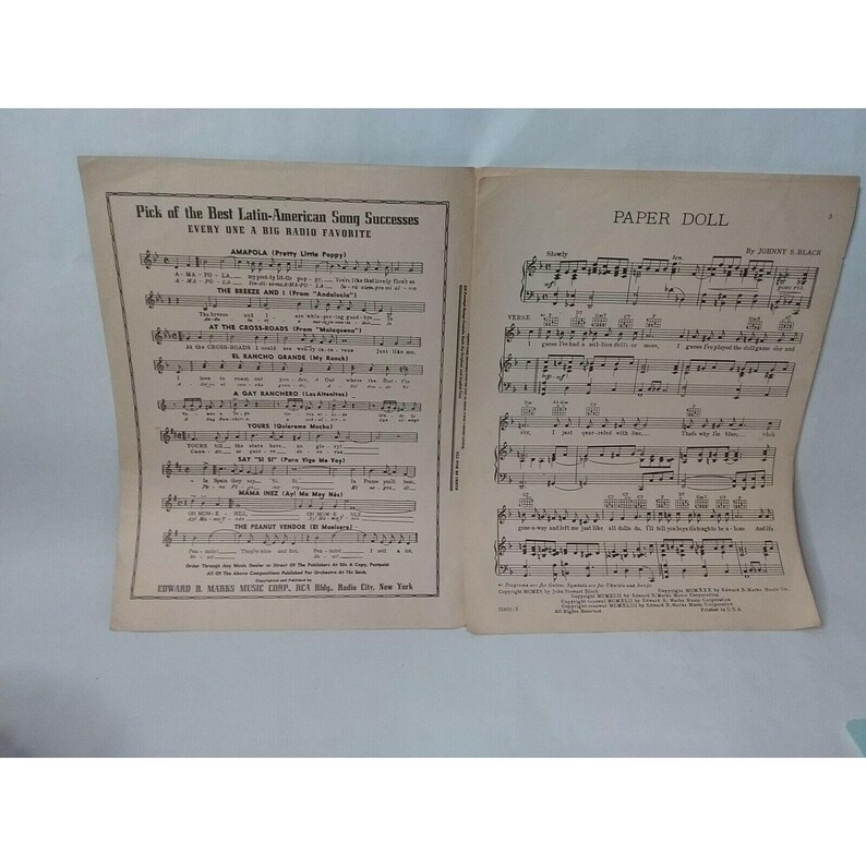 Vintage 1943 Paper Doll Piano Sheet Music - Etsy