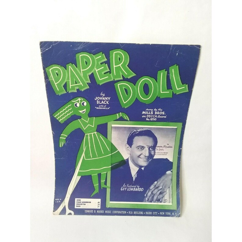 Vintage 1943 Paper Doll Piano Sheet Music - Etsy