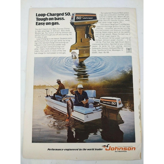 1974 Johnson Outboards Fishing Boat Fishermen Original Print Ad ...