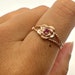 14K Ruby Rose Ring Vintage Style, Rose Gold Blooming Rose Flower Ring ...