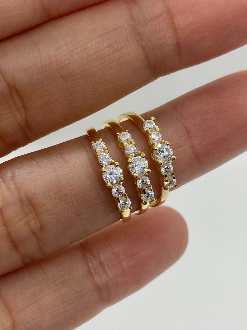 14K Gold Multi-stone Pinky Ring: CZ Petite Band - Etsy