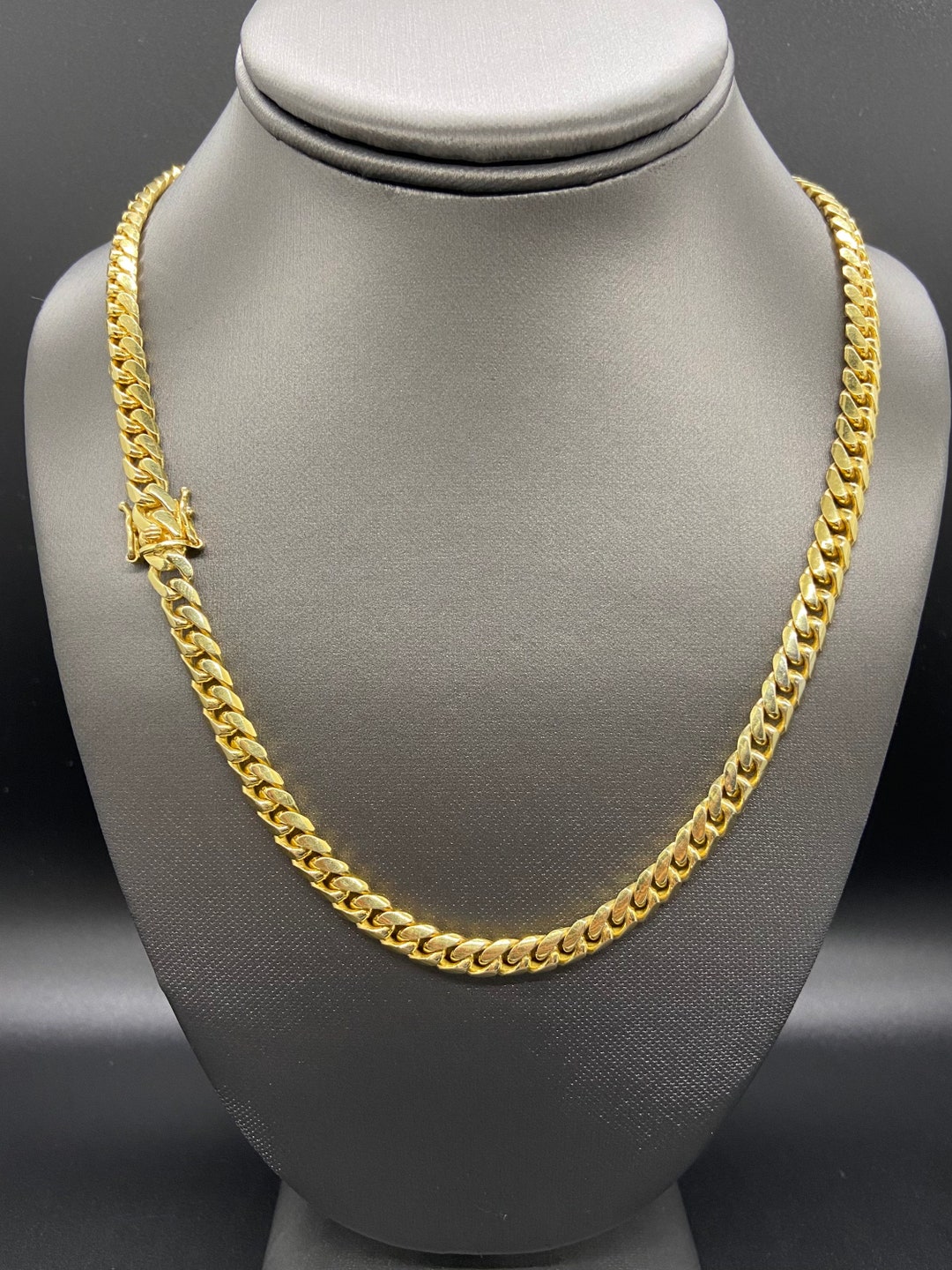 7mm Miami Cuban Chain 14K Over Silver - Etsy