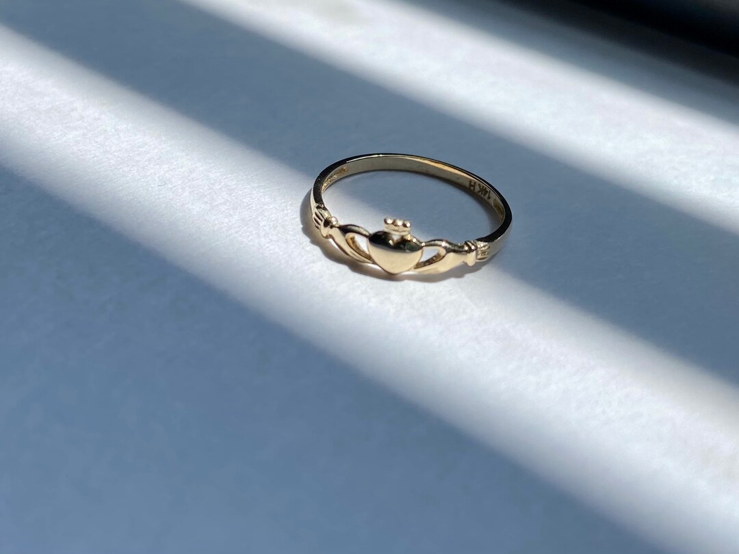 Petite 14K Claddagh Ring, Irish Love Ring, Friendship Ring, Hands and ...