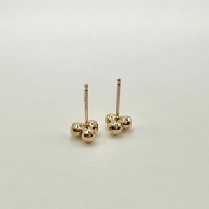 14K Tri-sphere Studs, Gold Trinity Ball Earrings, Cluster Ball Earrings, 14K Triple Dot Studs ...