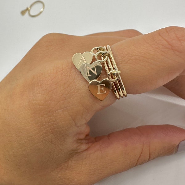 Heart Charm Ring - Etsy