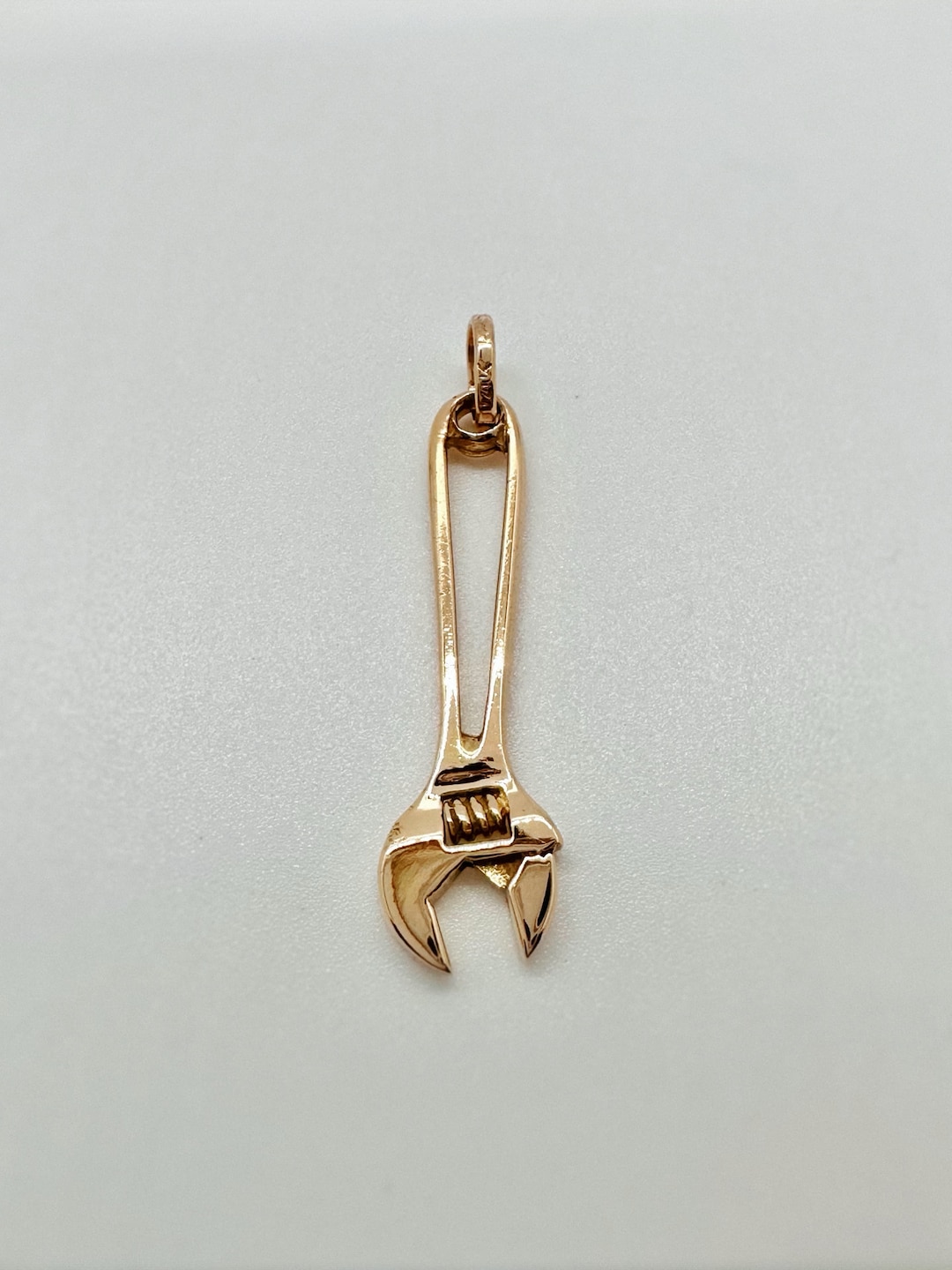 14K Gold Wrench Charm: 3D Handyman Tool Pendant - Etsy UK