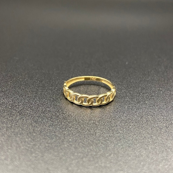 14K Chain Link Ring, Stacking Ring, Curb Link Ring, M… - Gem