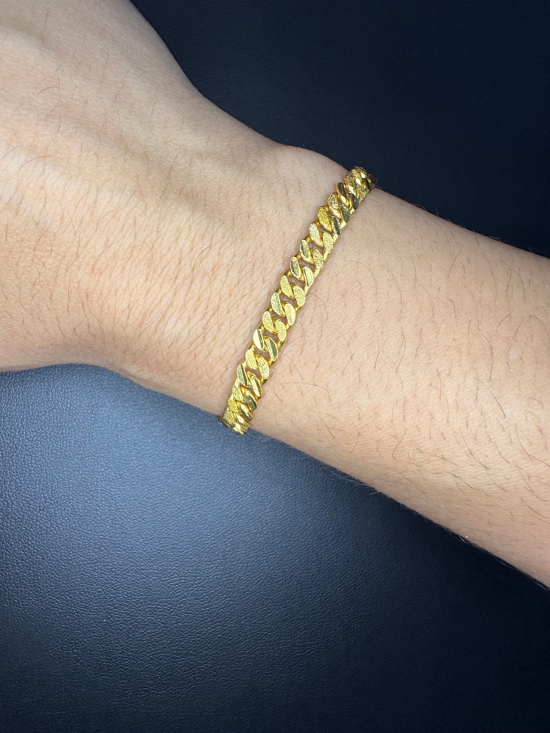 Solid 24k Gold Bracelet Miami Cuban 5mm Bracelet 5mm Cuban Link 24k