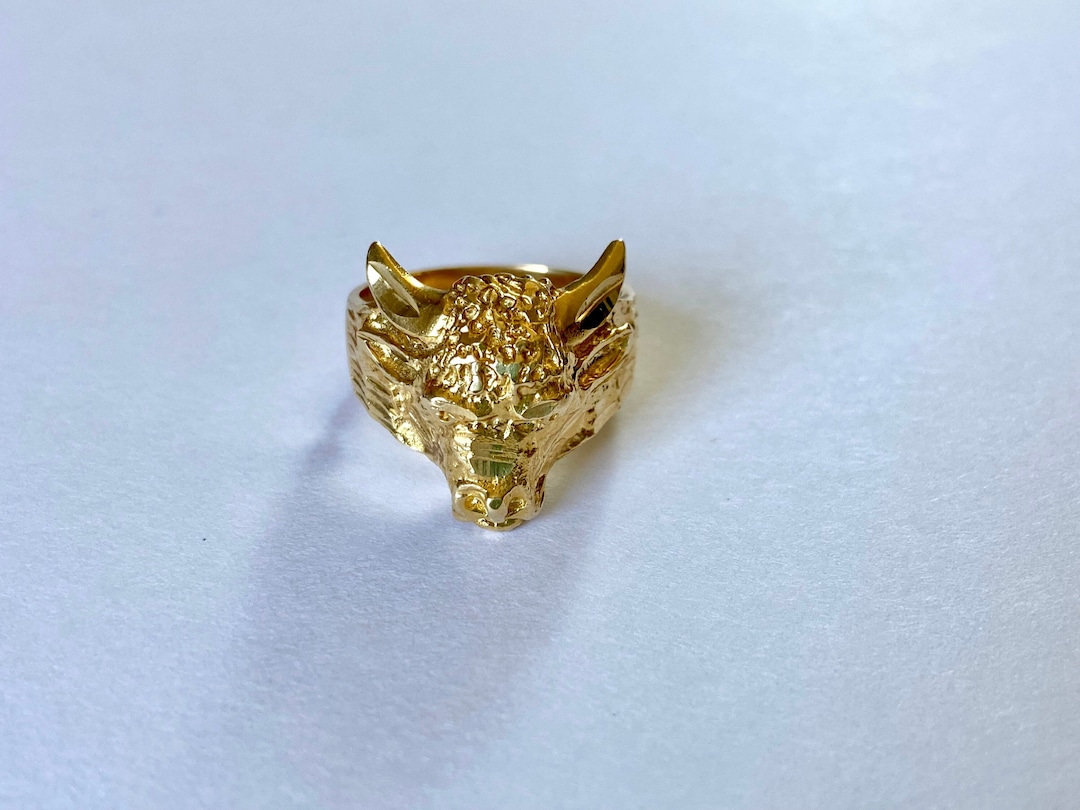 Solid 14K Bull Ring, Gold Ox Ring, Taurus Ring, Gift for Taurus Born ...