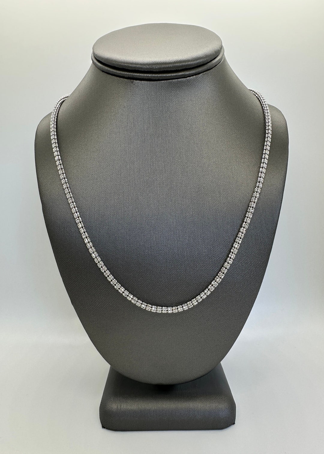 14K Ice Chain White Gold, Diamond-cut Ice Chain, 14K Fancy Link Chain ...