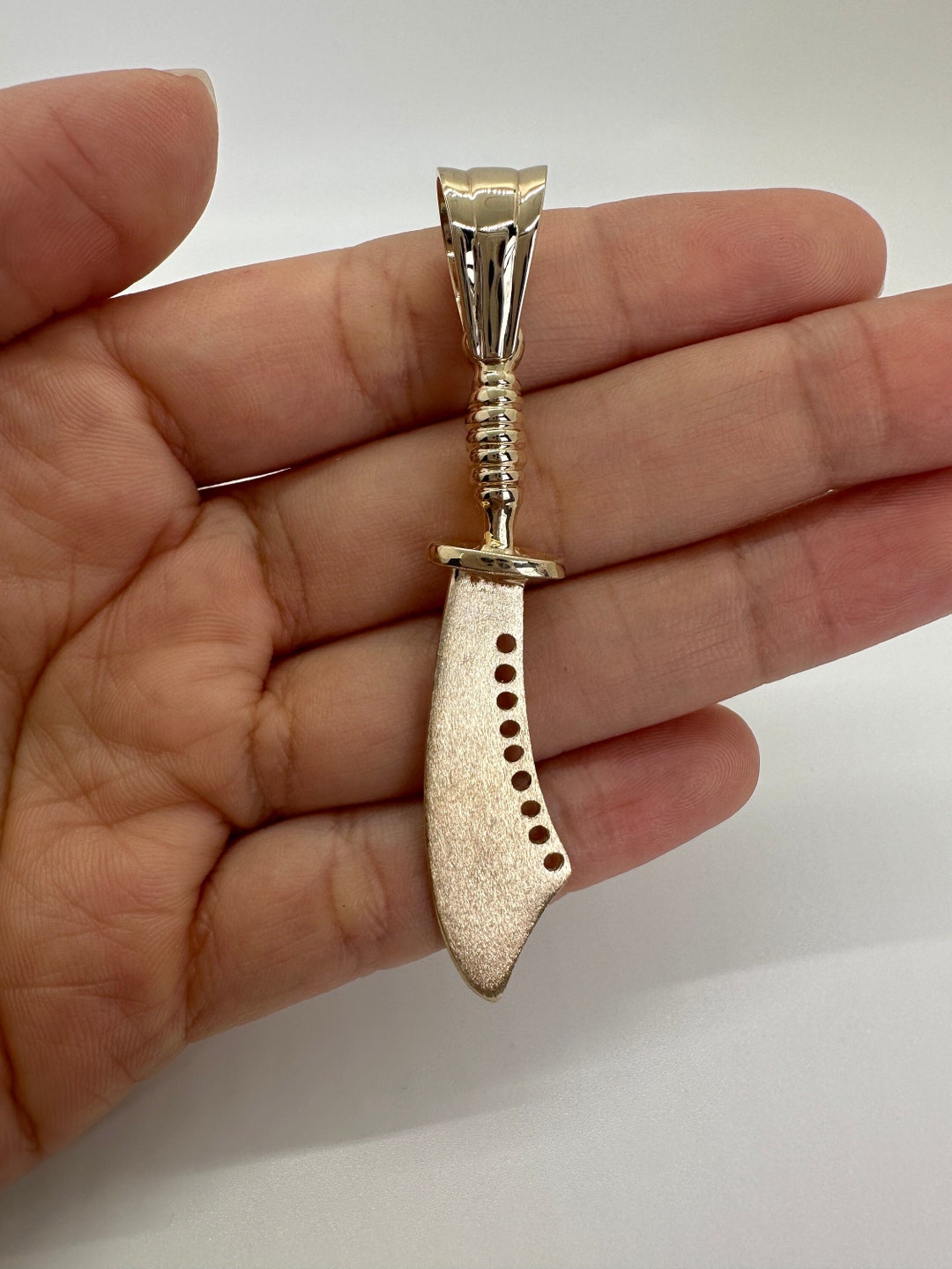 14K Dagger Pendant, Gold Machete Charm, Knife Collector Pendant, Mini ...