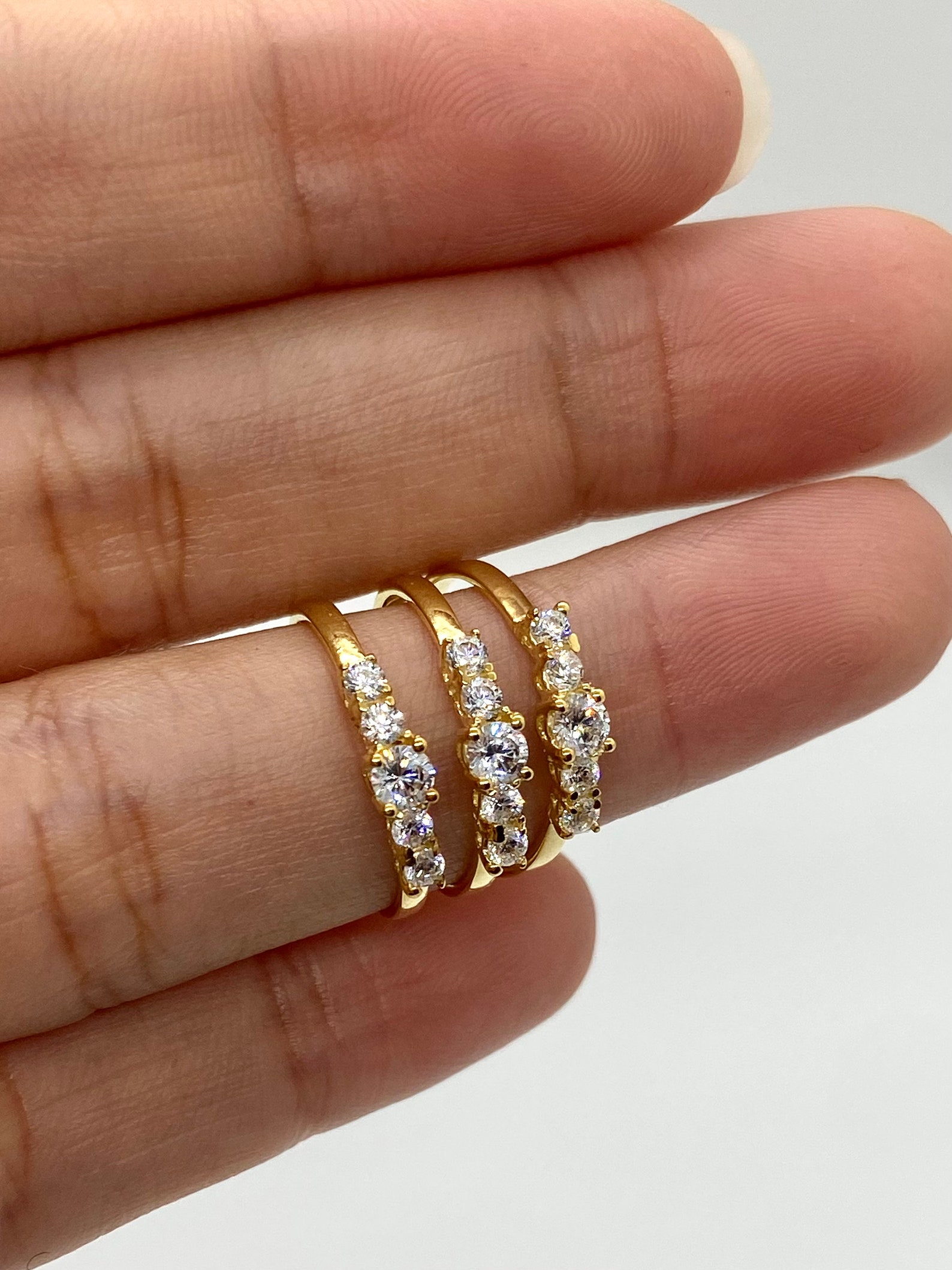 14K Gold Multi-stone Pinky Ring: CZ Petite Band - Etsy