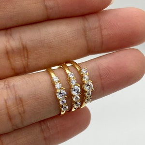 14K Gold Pinky Ring, Five Stone Ring, Dainty Pinky Ring, Multi-stone ...