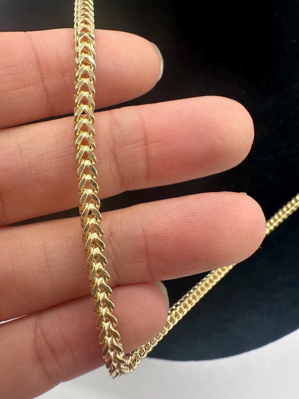 14K Gold Franco Box Chain Necklace: 2.7mm/3mm Solid Gold Link - Etsy