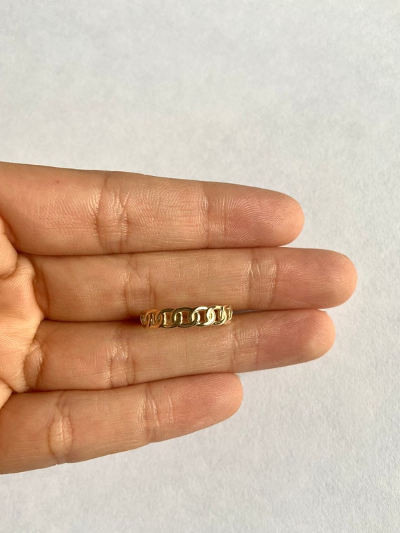 14K Chain Link Ring, Stacking Ring, Curb Link Ring, M… - Gem