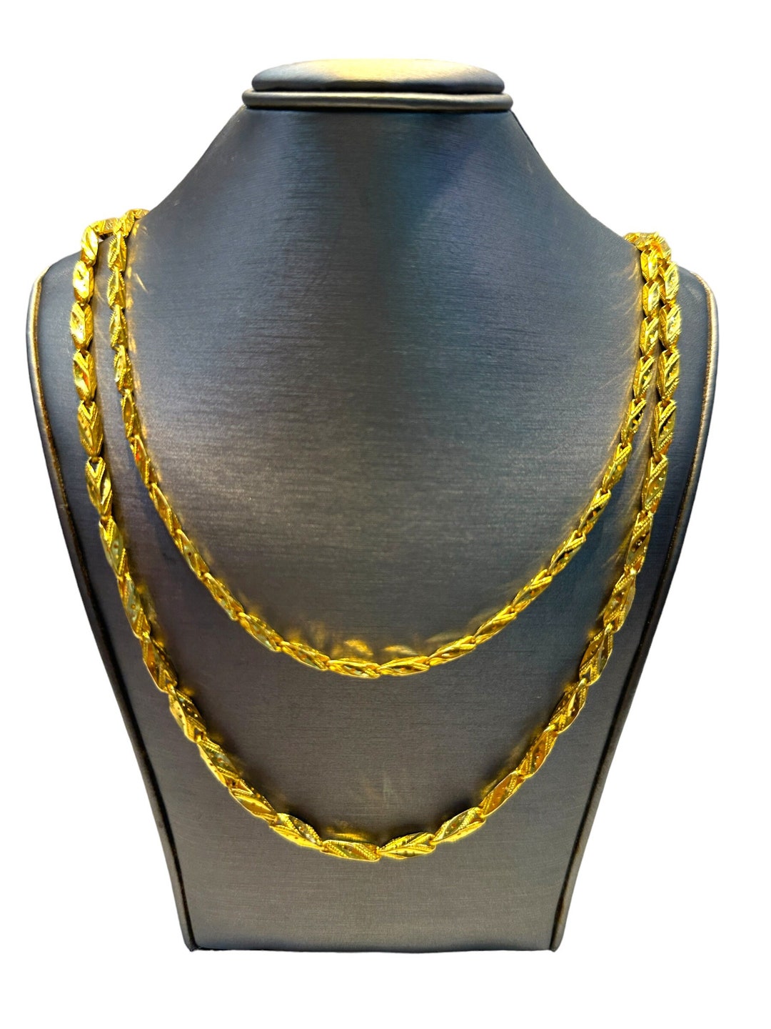 24K Fancy Link Chain, Unique Link Chain, Diamond Cut 24K Chain ...