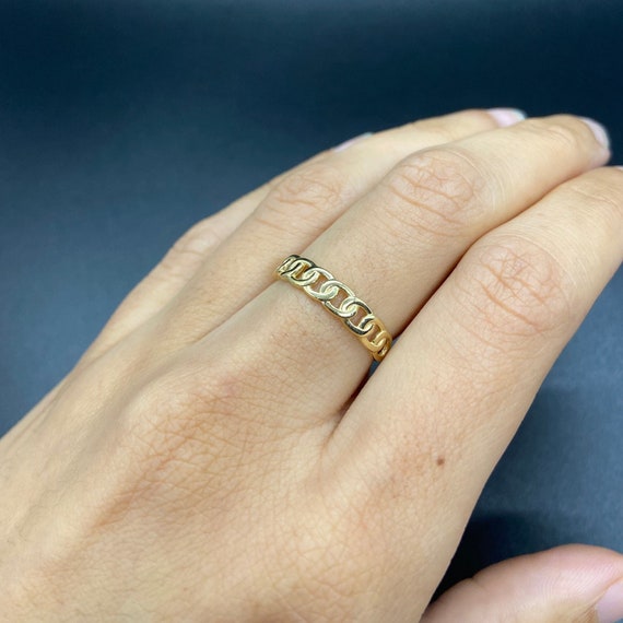 14K Chain Link Ring, Stacking Ring, Curb Link Ring, M… - Gem