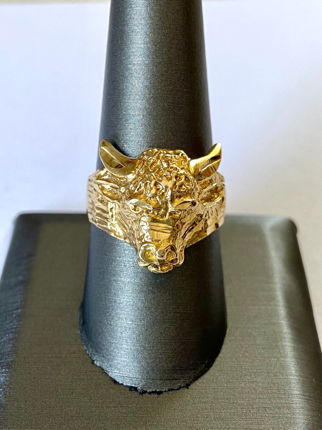 14K Solid Bull Ring, Gold Ox Ring - Etsy