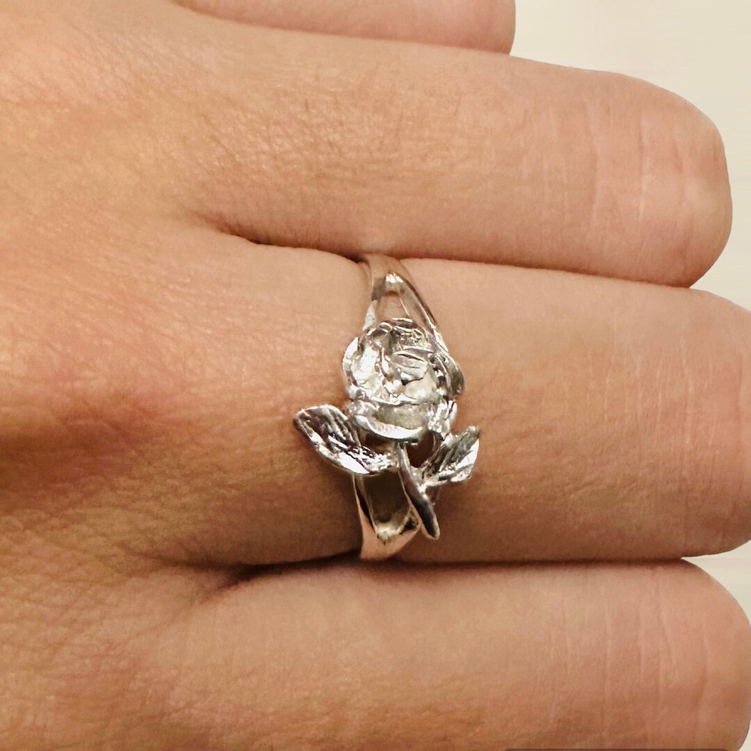 Solid 14K Rose Ring, Elegant Rose Ring, Gold Flower Ring, Rose Flower ...